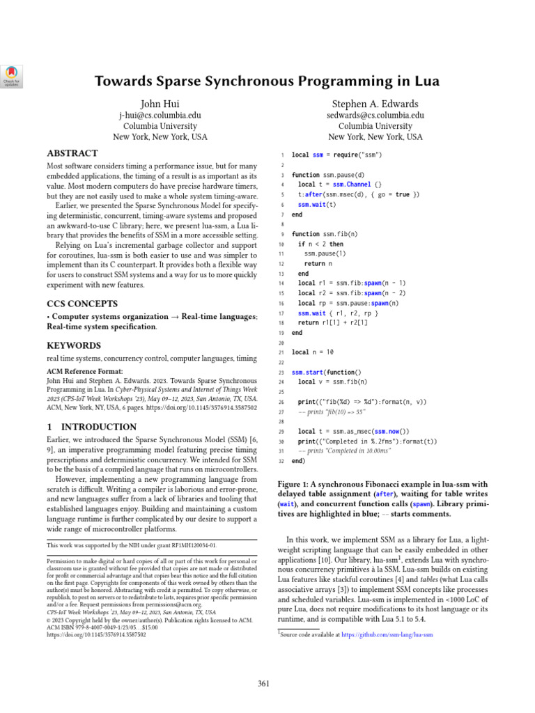 Towards Sparse Synchronous Programming in Lua | PDF | Systems Architecture | Software Engineering