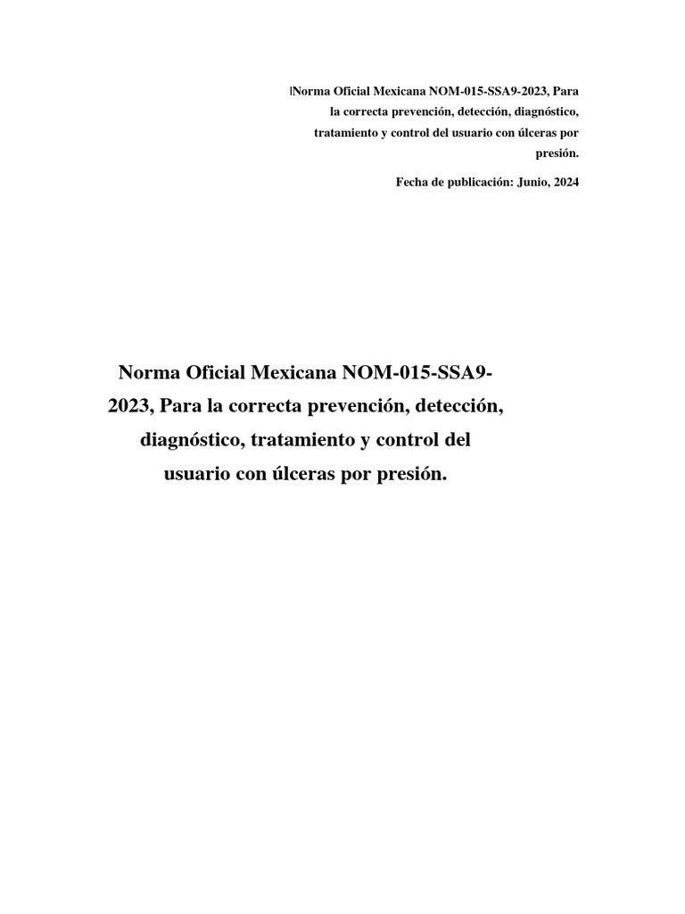Norma Oficial Mexicana NOM-015-SSA9-2023, para La Correcta Prevención ...