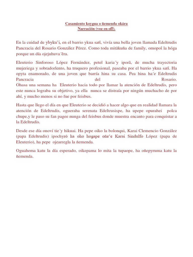 Casamiento Koygua: Una Comedia Cultural | PDF