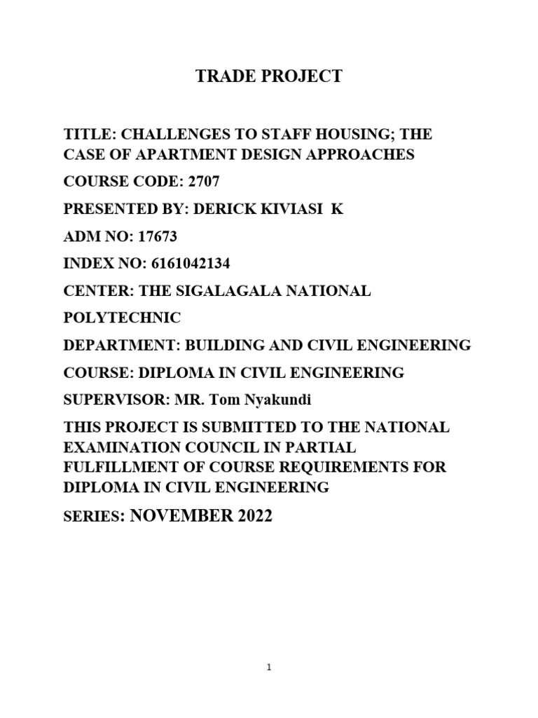 Derick Kisia Project No.2 | PDF | Apartment | Surveying