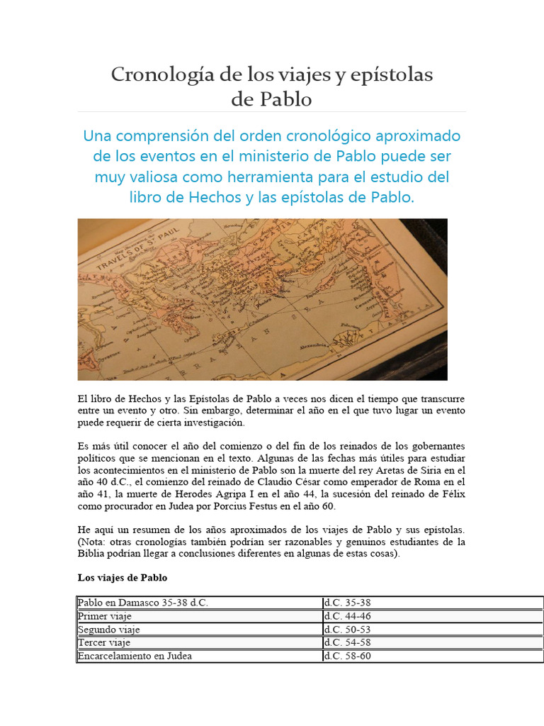 Cronología de Los Viajes y Epístolas de Pablo | PDF | Pablo el apóstol | Bernabé