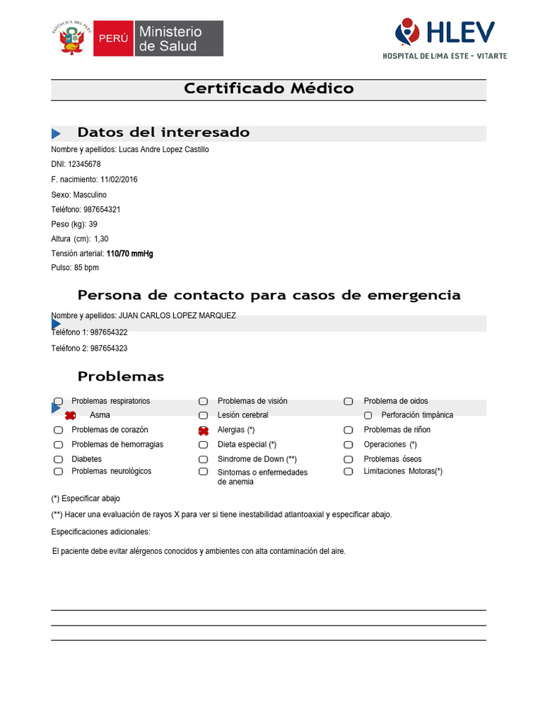 INFORME MEDICO DE LUCAS | Descargar gratis PDF | Asma | Medicina CLINICA
