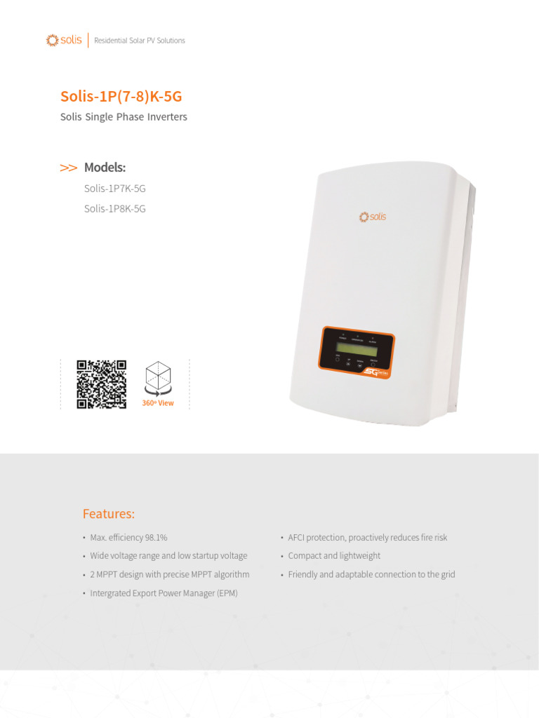 Solis_datasheet_Solis-1P(7-8)K-5G_Global | PDF | Electrical Grid ...