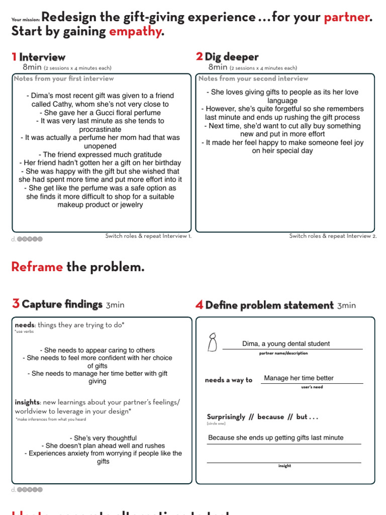 Redesign the Gift-Giving Experience - Participant Worksheet | Download ...