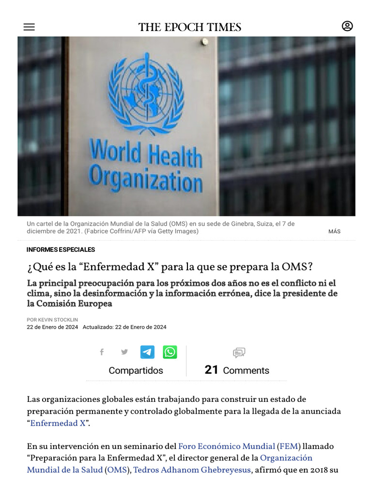 ¿Qué Es La "Enfermedad X" para La Que Se Prepara La OMS Foro 1 | PDF | Organización Mundial de ...
