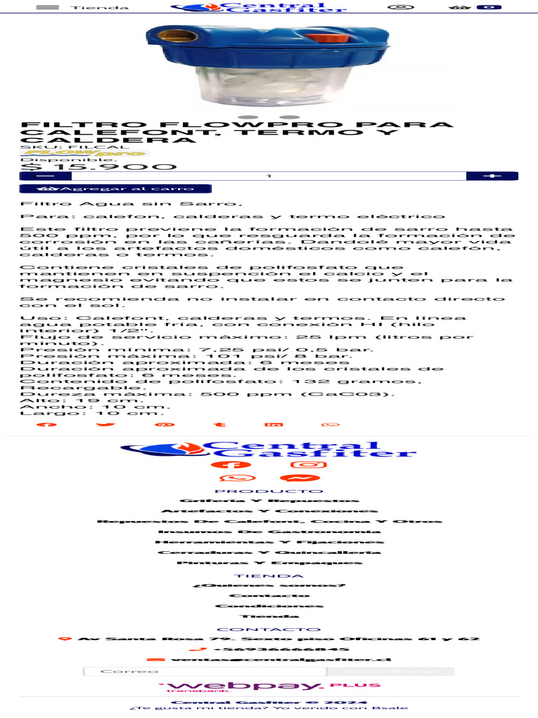 Filtro Flowpro para Calefont, Termo y Caldera C | PDF | Materiales ...