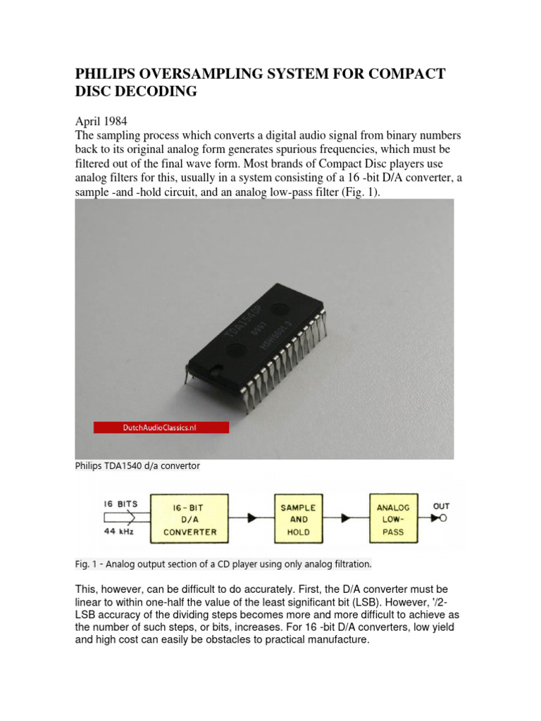 01 Philips Os System For CD Dec | PDF | Sampling (Signal Processing) | Digital To Analog Converter