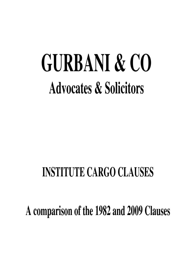 New Institute Cargo Clauses 2009 V 1982 | PDF | Insurance | Business Law