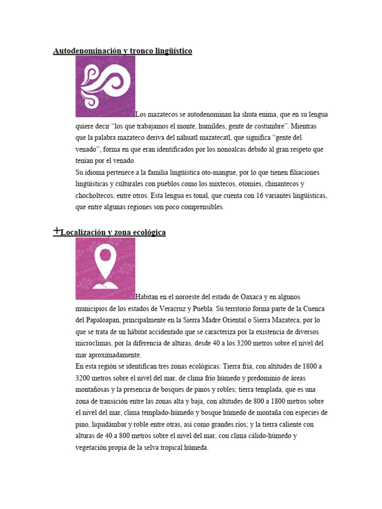 Autodenominación y Tronco Lingüístico Mazatecos | PDF | México | Maíz
