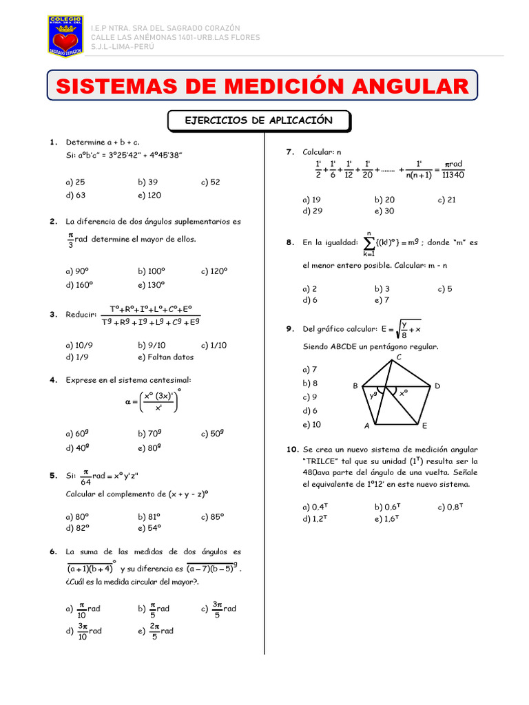 SISTEMAS DE MEDICIÓN ANGULAR | PDF | Trigonometría | Geometría Elemental