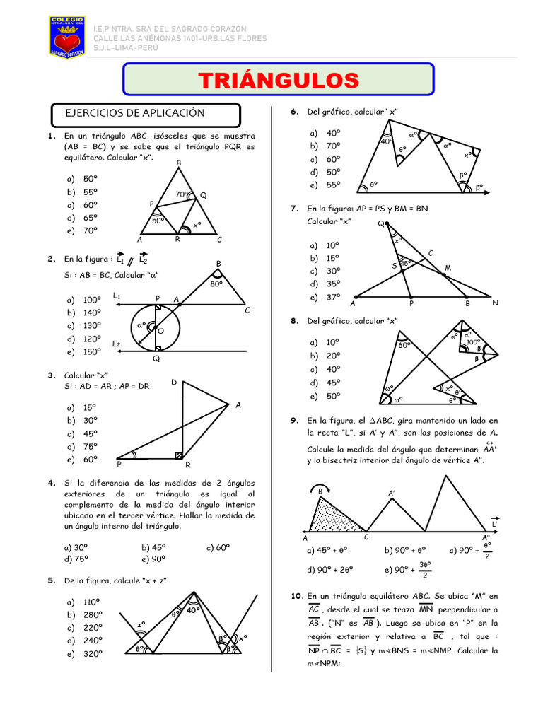 Ejercicios de Geometría Triangular | PDF | Triángulo | Geometría triangular