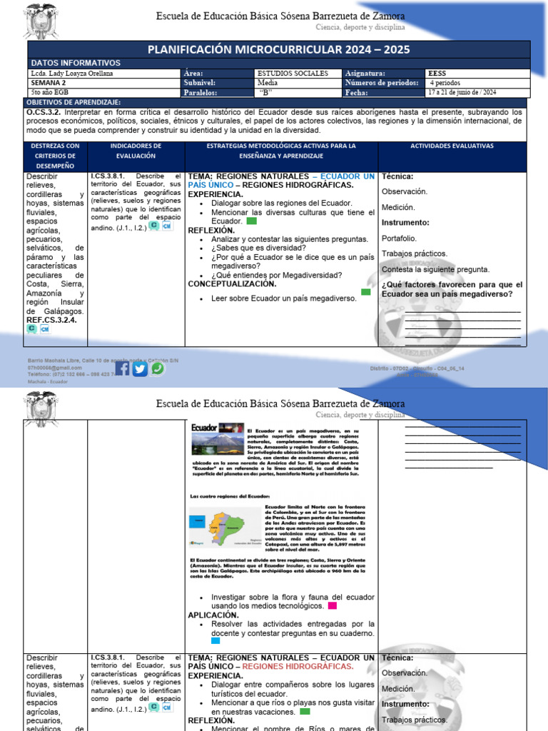 Semana 2 - Eess - 17 A 21 - Junio - 24 | PDF | Ecuador | Aprendizaje