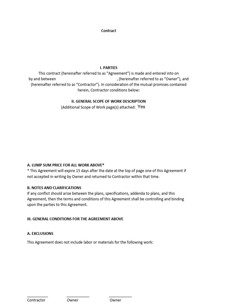 MHIC Contract Template 1 | PDF | Breach Of Contract | Arbitration