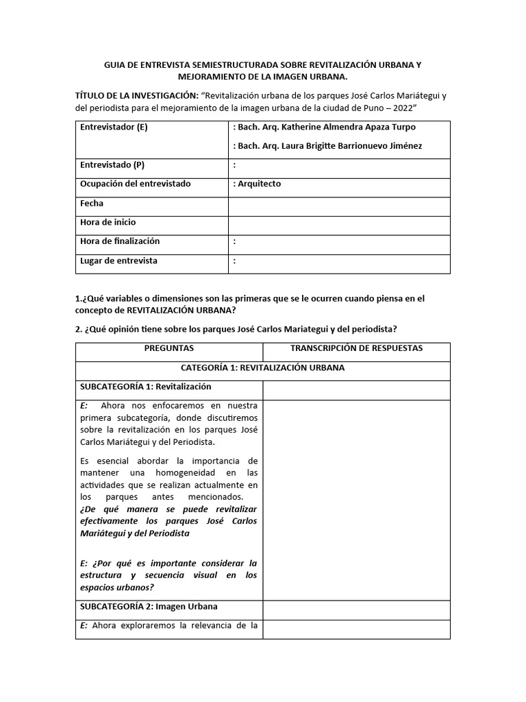 GUIA DE ENTREVISTA SEMIESTRUCTURADA | PDF | Bienes (Ley)