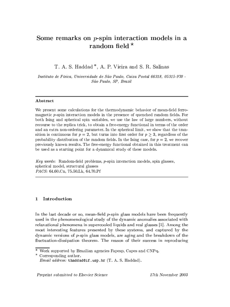 P-Spin Interaction | PDF
