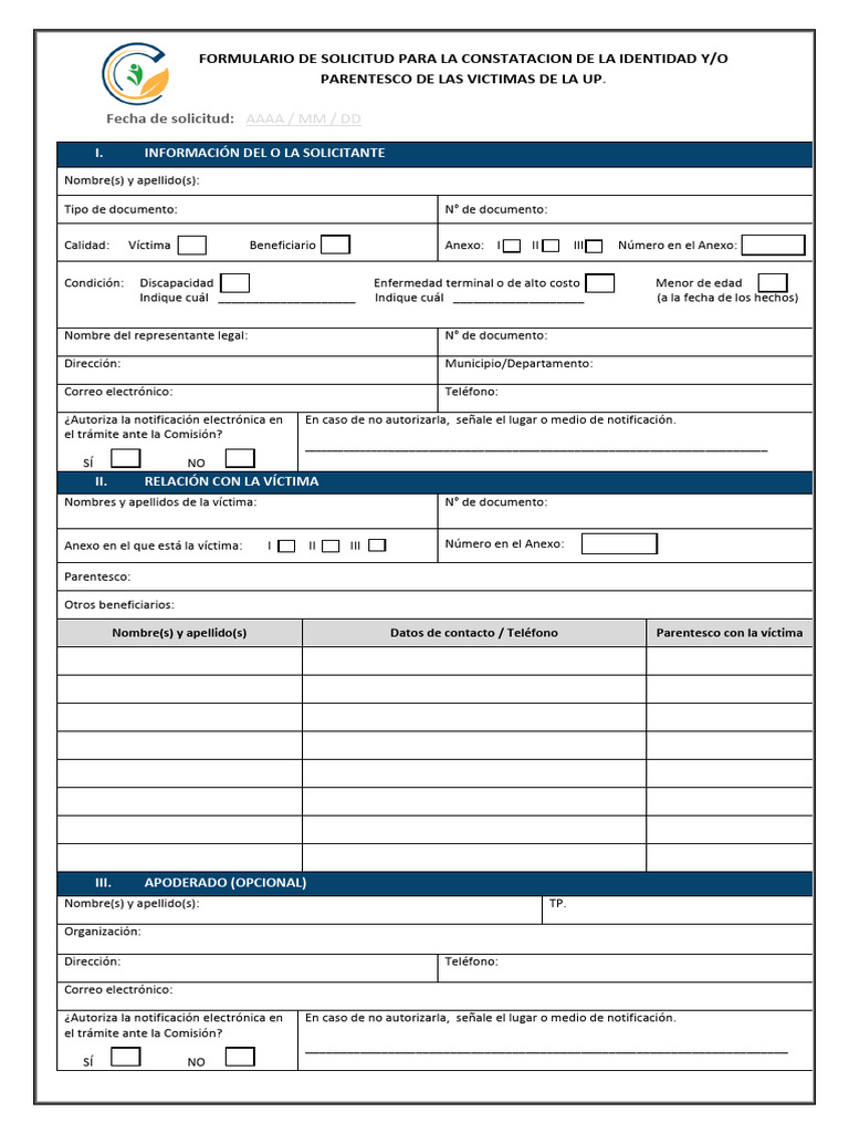 Formulario Solicitud | PDF | Documento de identidad | Violación
