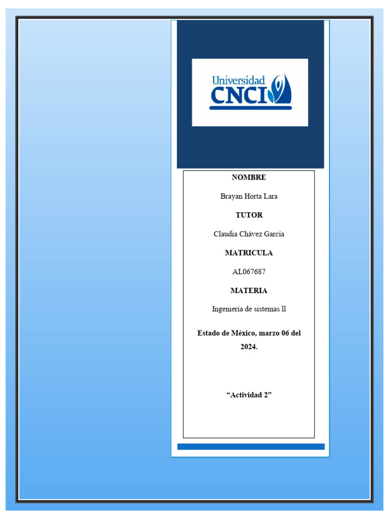 Ingenieria de Sistemas Ii - Act 2 | PDF | Ingeniería de Sistemas | Ingeniería