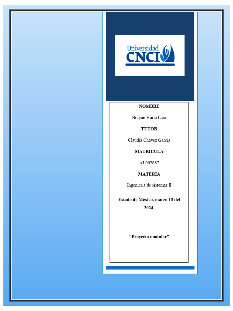 Ingenieria de Sistemas Ii - Proyecto Modular | PDF | Benchmarking | Ingeniería de Sistemas
