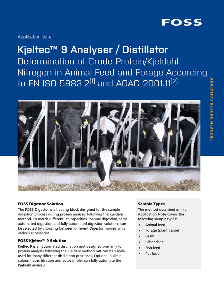 AN5515 Determination of Crude Protein and Kjeldahl Nitrogen in Animal Feed and Forage | PDF ...
