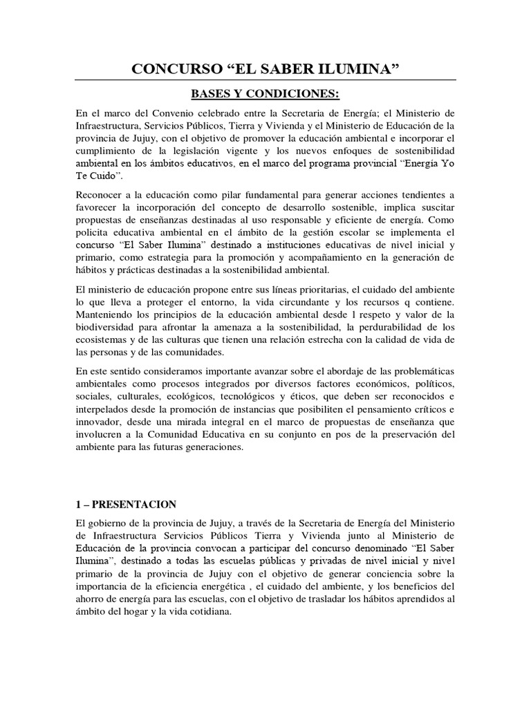 Bases y Condiciones Mas Anexo | PDF | Sustentabilidad | Ciencias Naturales