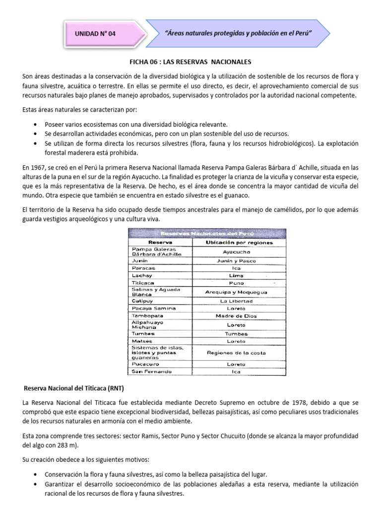 06 Reservas Nacionales | PDF | Biodiversidad | Fauna