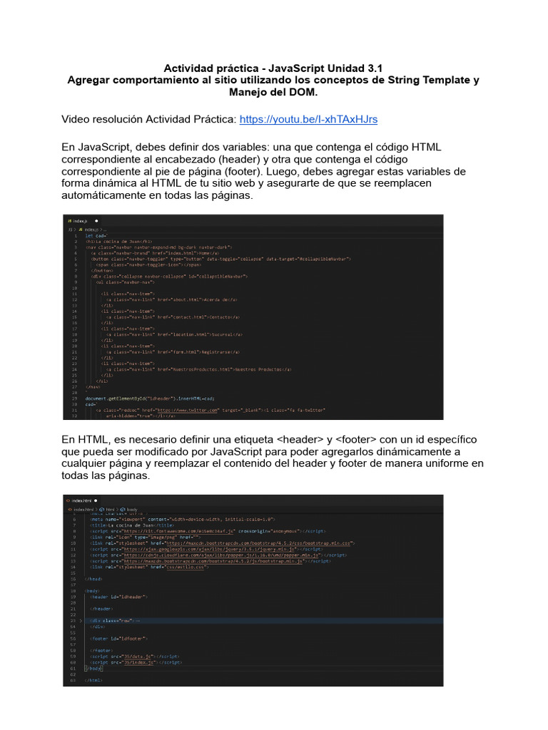 Actividad Práctica - JavaScript Unidad 3 | PDF | Script Java | HTML