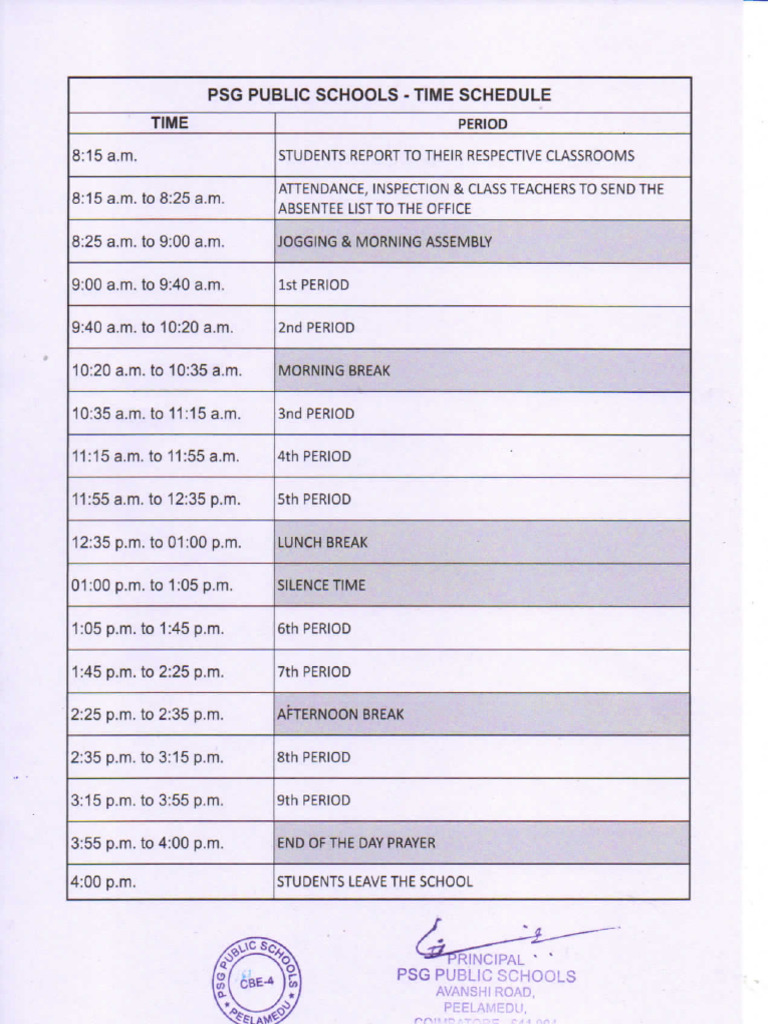 REVISED TIME SCHEDULE | PDF