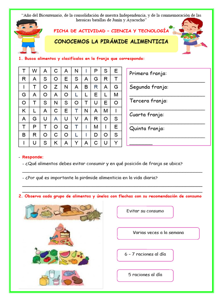 Ficha-Viern-Cyt-Conocemos La Piramide Alimenticia | PDF | Alimentos | Cocina