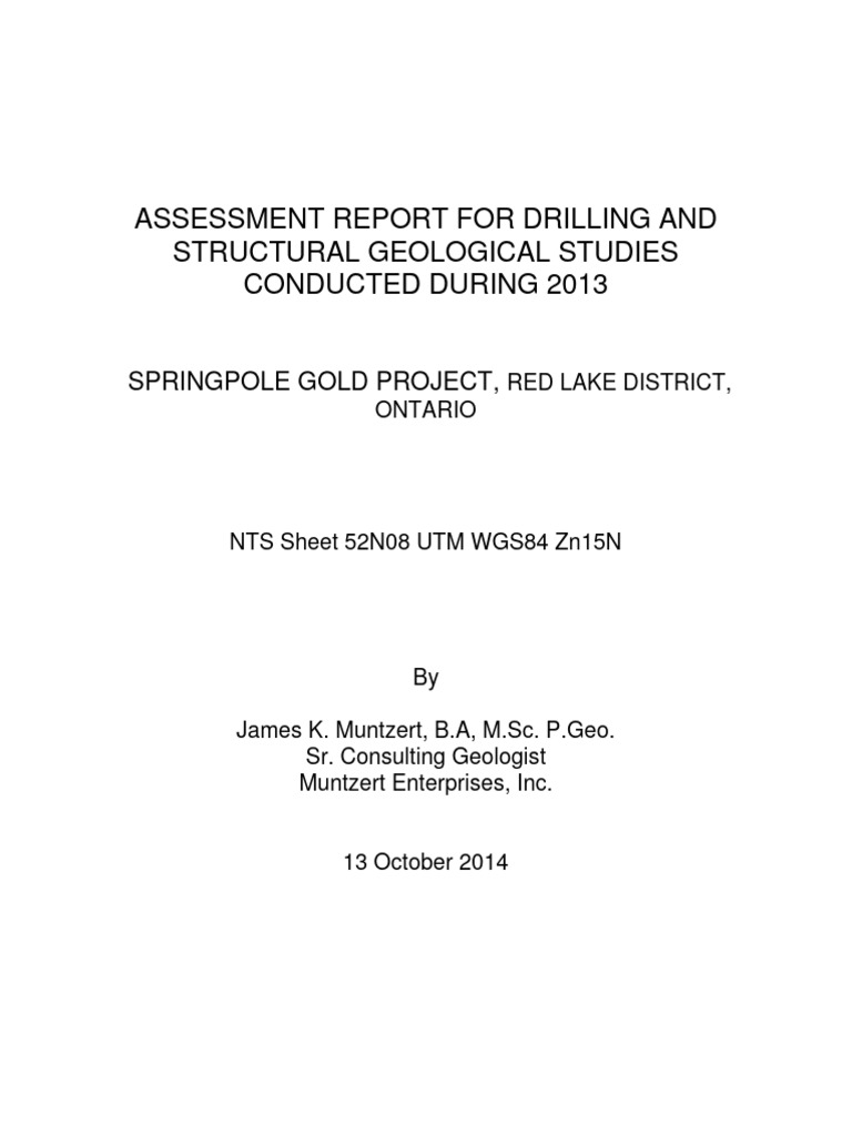 Revised Final 2013 Assessment Report For Drilling and Structural ...