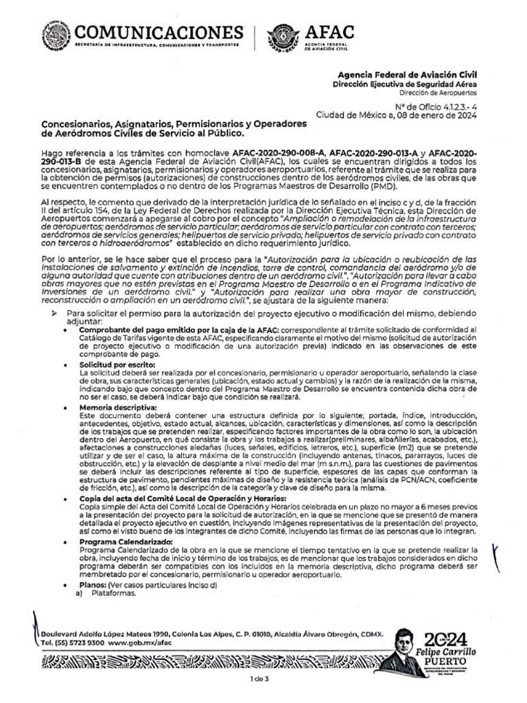 4 1 2 3 4 Requisitos Proy Ejec 29022024 | PDF | Aeropuerto