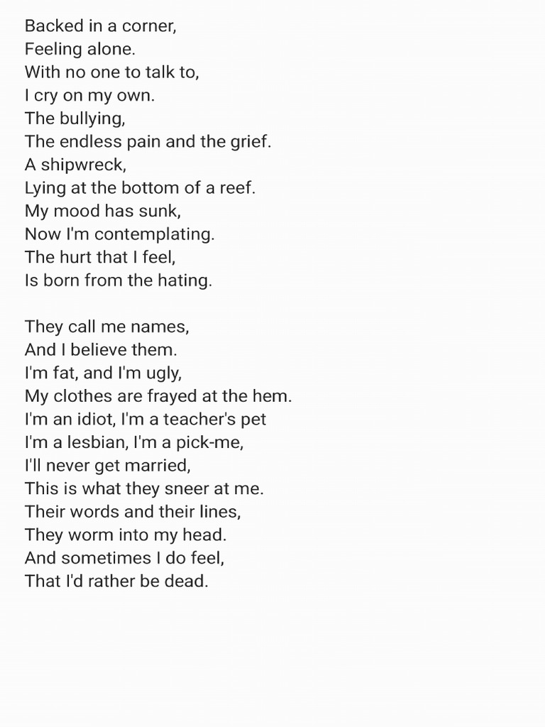 Anti Bullying Poem | PDF