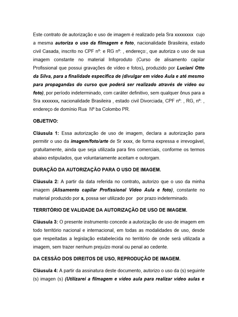 Contrato Uso de Imagen | Download grátis PDF | Direitos Autorais | Imagem