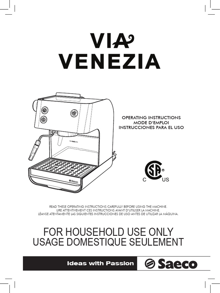 Via Venezia User Manual | PDF | Coffee | Water Heating