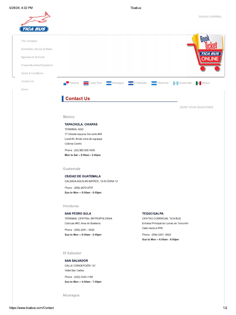 TICABUS Contact Numbers | PDF