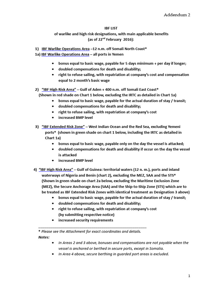 Ibf Warlike and High Risk Areas | PDF