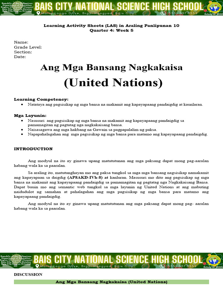 Learning Activity Sheet1 | PDF