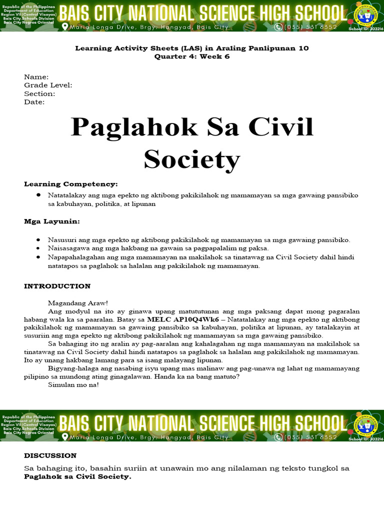 Learning Activity Sheets | PDF