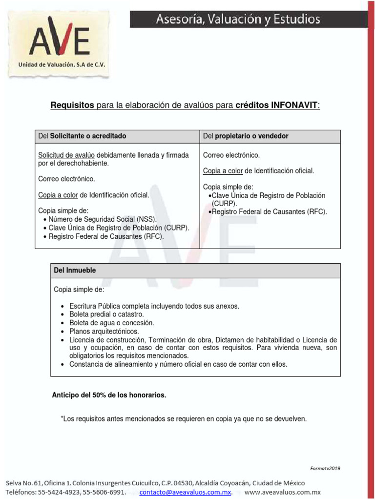 Requisitos Avalúos Créditos INFONAVIT | PDF | Hormigón