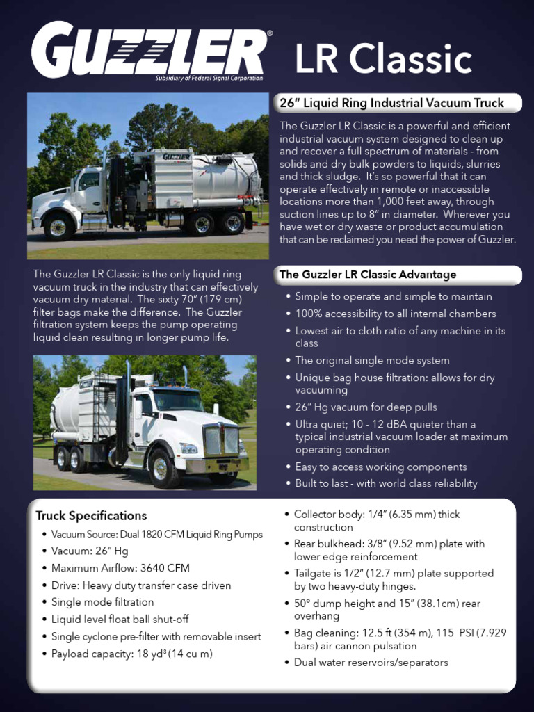 Guzzler CL Sellsheet WEB | Download Free PDF | Pump | Vacuum