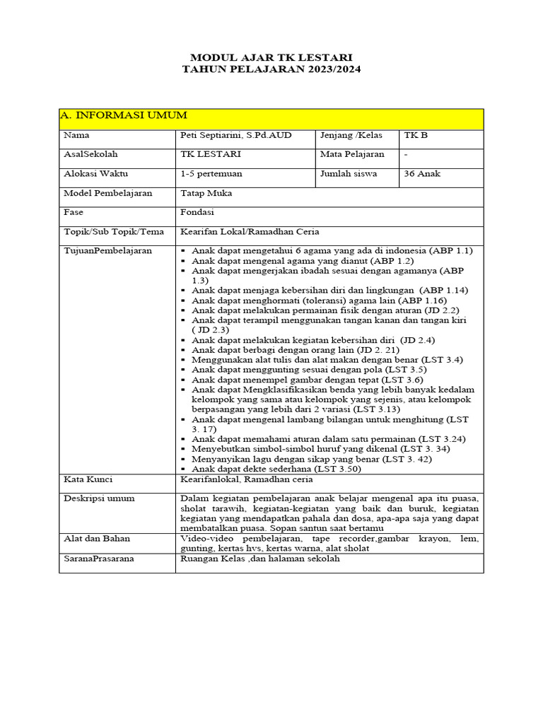 Modul Ajar Ramadhan | PDF | Kesehatan Holistik | Sains & Matematika