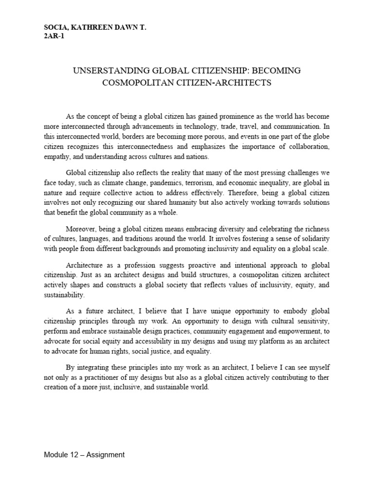 Global Citizenship in Architecture | PDF | History