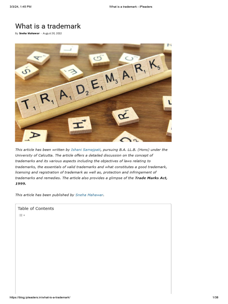 Understanding Trademarks and Registration | PDF | Trademark | Trademark ...