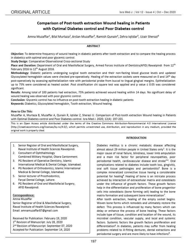 OA 1065 02 20 Comparison of Post Tooth Extraction Wound Healing in ...