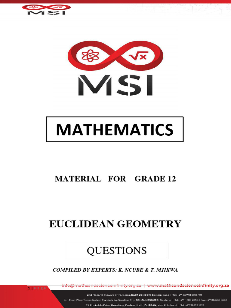 MSI Euclidean Geometry Questions | PDF | Circle | Pi