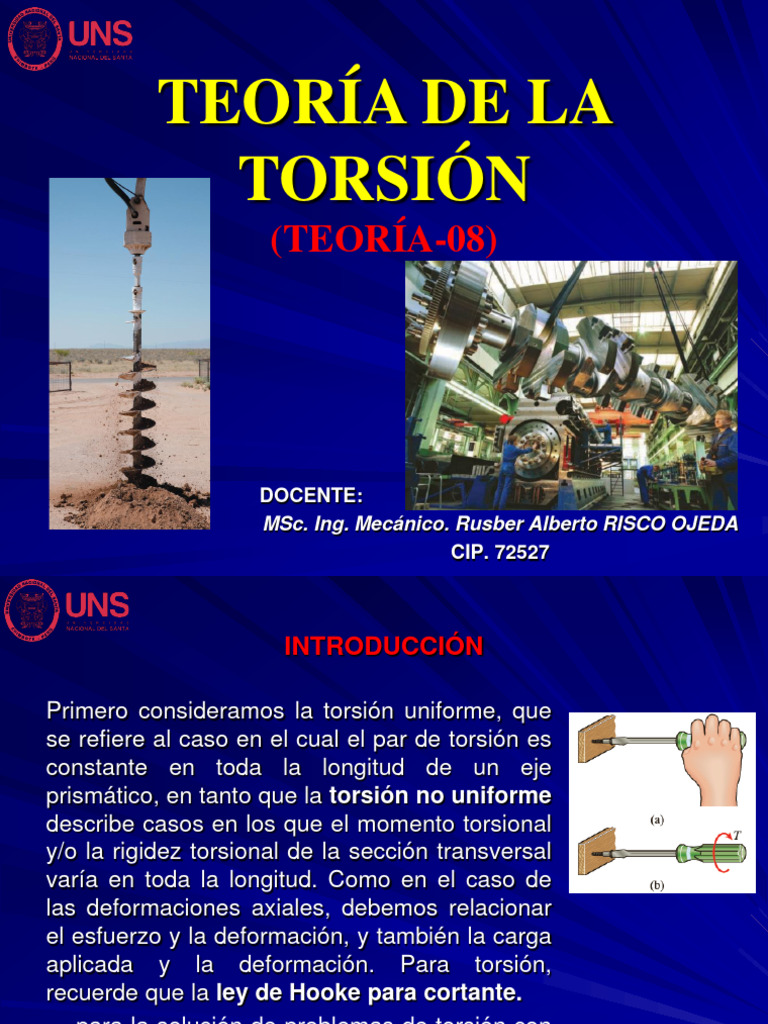 MM_1. T-08. Teoría de la torsión | PDF | Mecánica de Medios Continuos ...