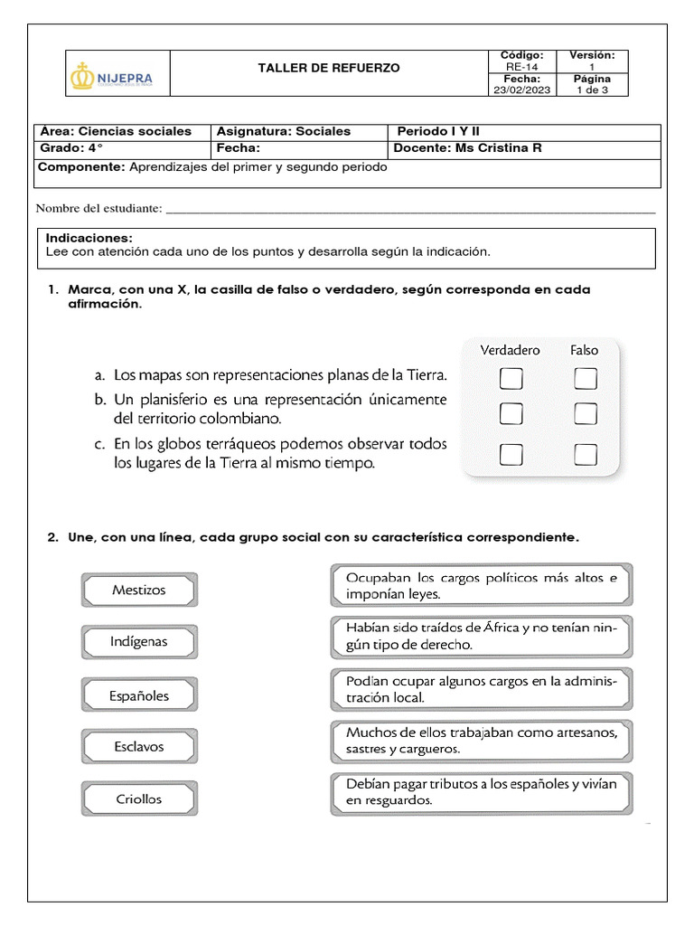 Taller de Ciencias Sociales 4° | PDF