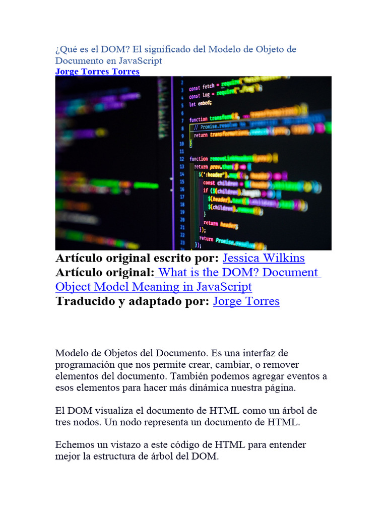 Qué Es El DOM | PDF | Modelo de objeto de documento | Script Java