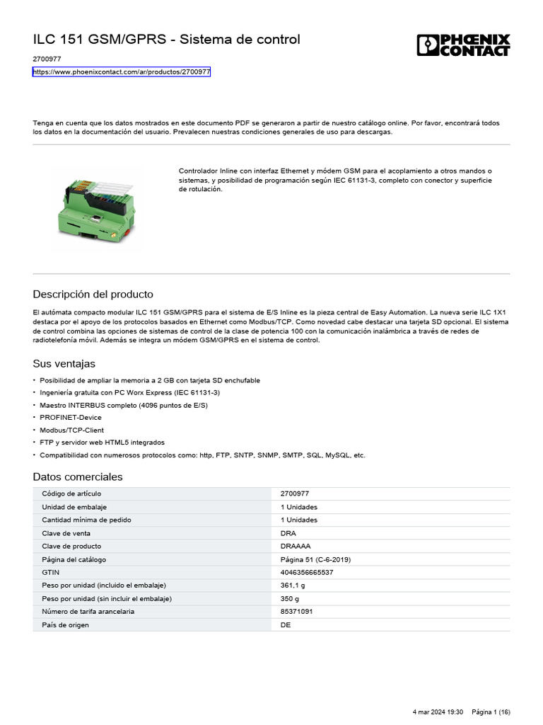 Phoenix Contact 2700977 Es | PDF | paquete general de Radio sevicio | Protocolo de transferencia ...