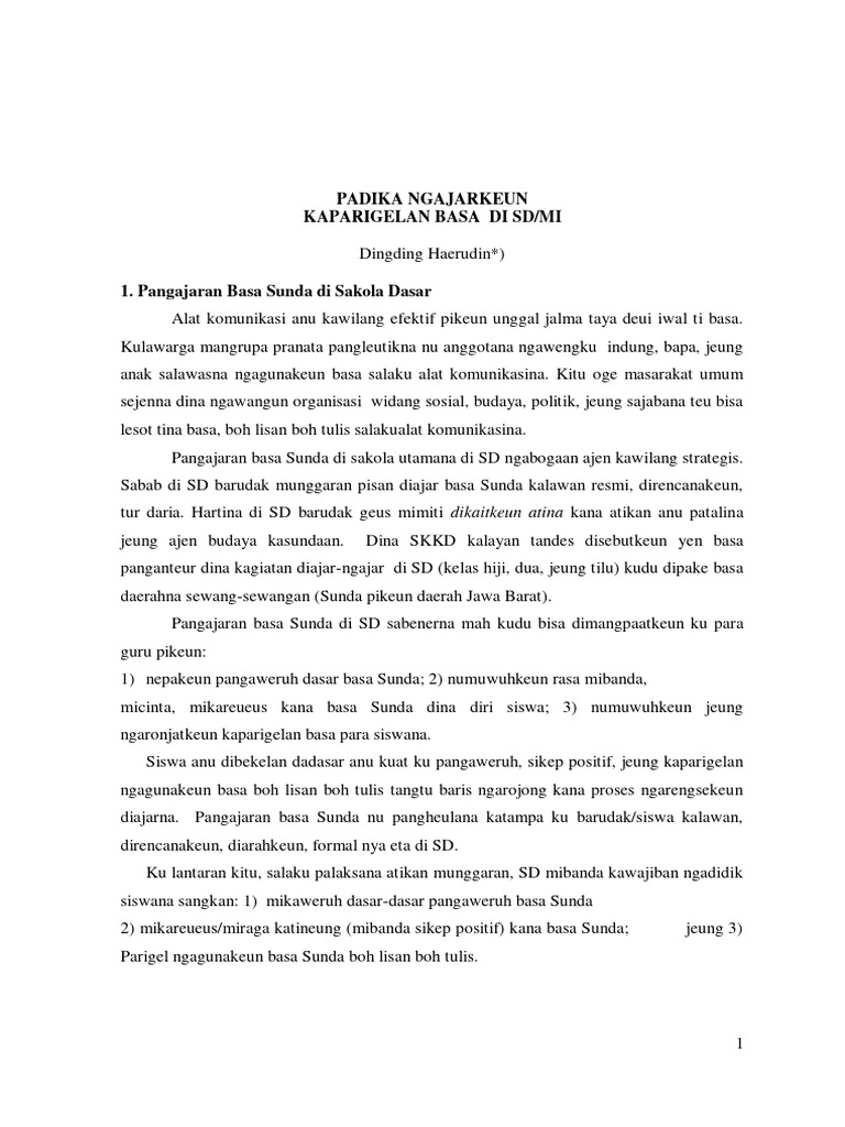 Padika Ngajarkeun Nyarita Di SD | PDF