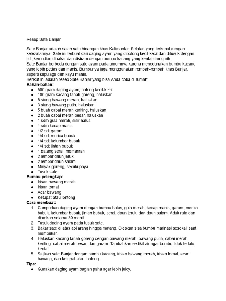 REsep Sate Banjar | PDF